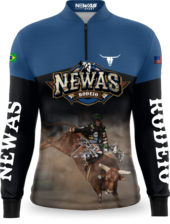 Camisa Agro Newas Rodeio Azul com UV50+